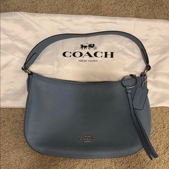 Coach | Bags | Coach Blue Leather Shoulder Bag With Minimalist Design ...